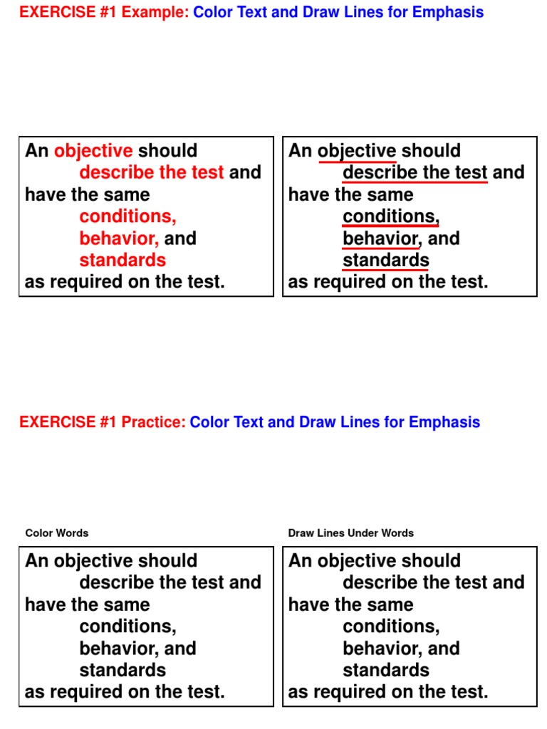 Objective Describe The Test Conditions, Behavior, Standards | Download ...