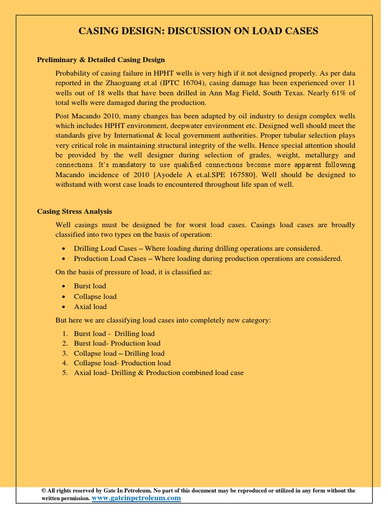 Casing Design PDF | PDF | Casing (Borehole) | Blowout (Well Drilling)