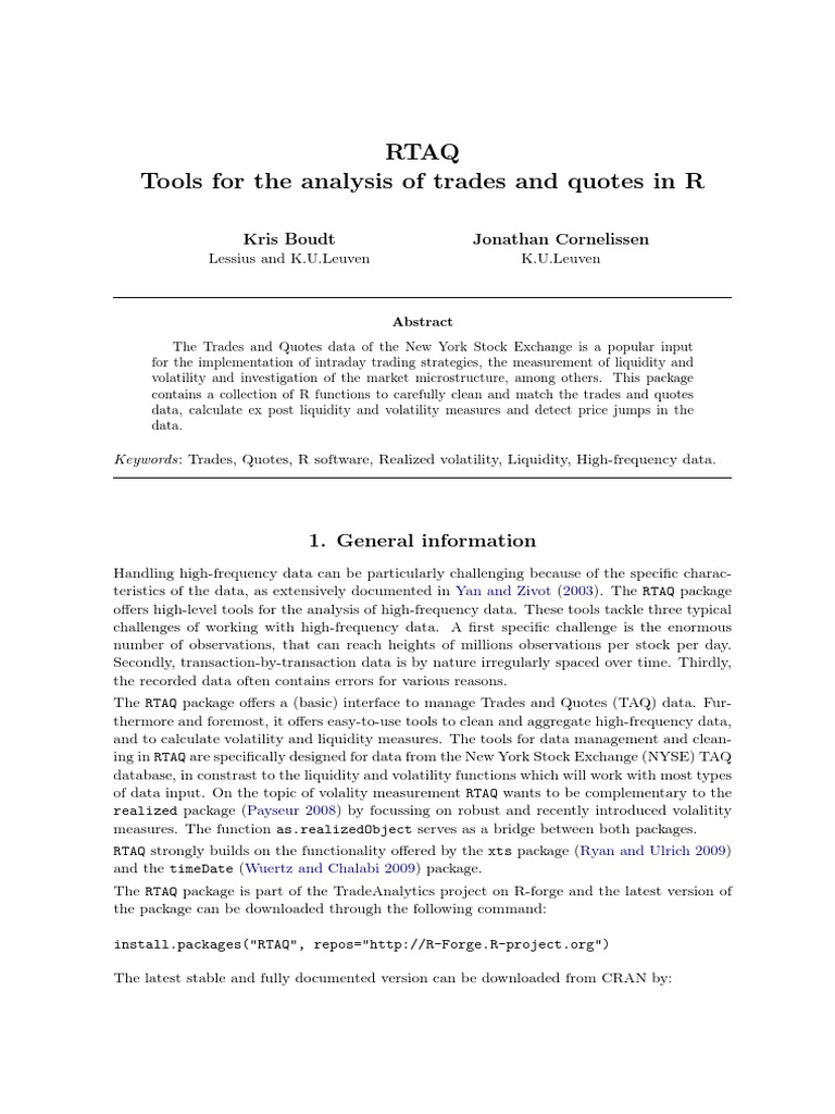 RTAQ Vignette | PDF | Day Trading | Volatility (Finance)