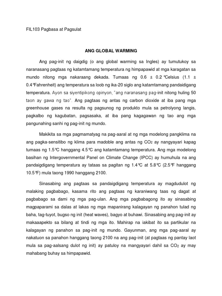 Ang Global Warming (Tekstong Siyentipiko) | PDF