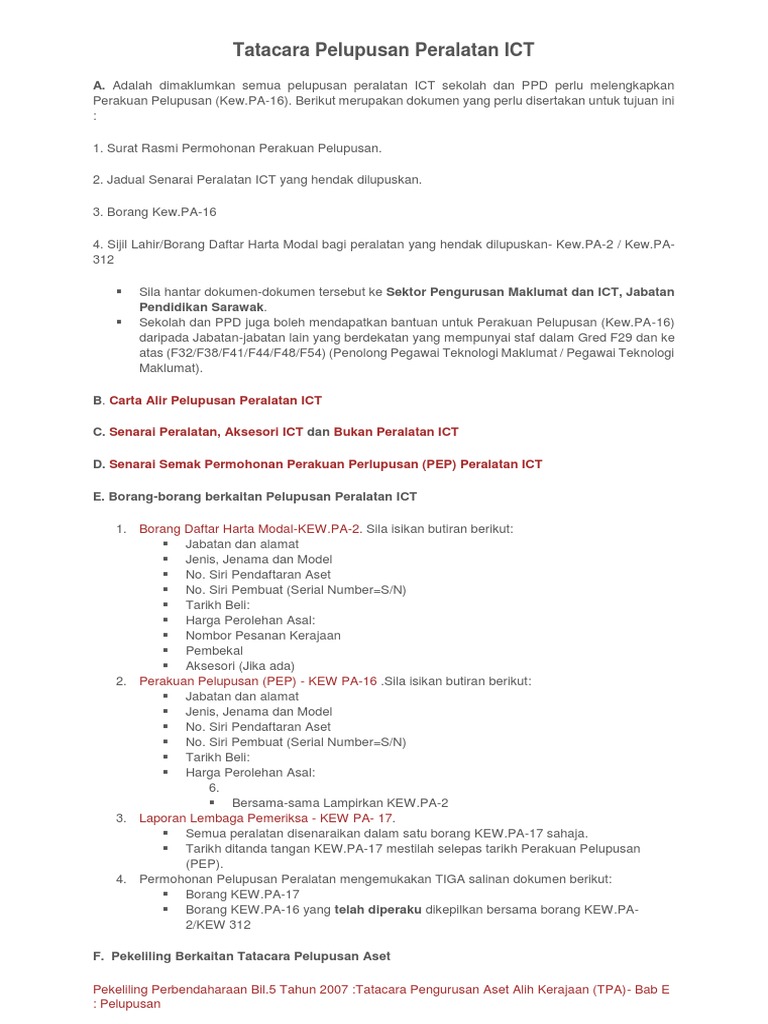 Tatacara Pelupusan Peralatan Ict | PDF