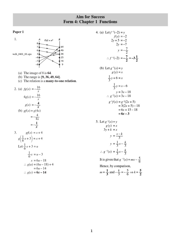 Form 4: Chapter 1 Functions | PDF