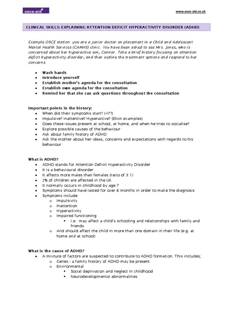 Osce explainingADHD | PDF | Attention Deficit Hyperactivity Disorder | Mental Health