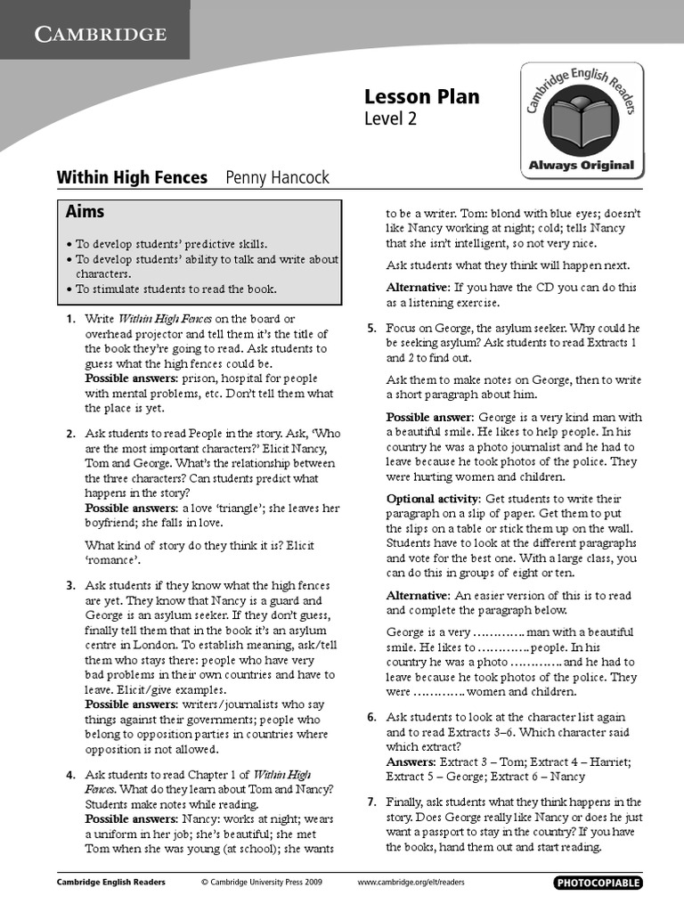 Lesson Plan: Penny Hancock | PDF | General Fiction