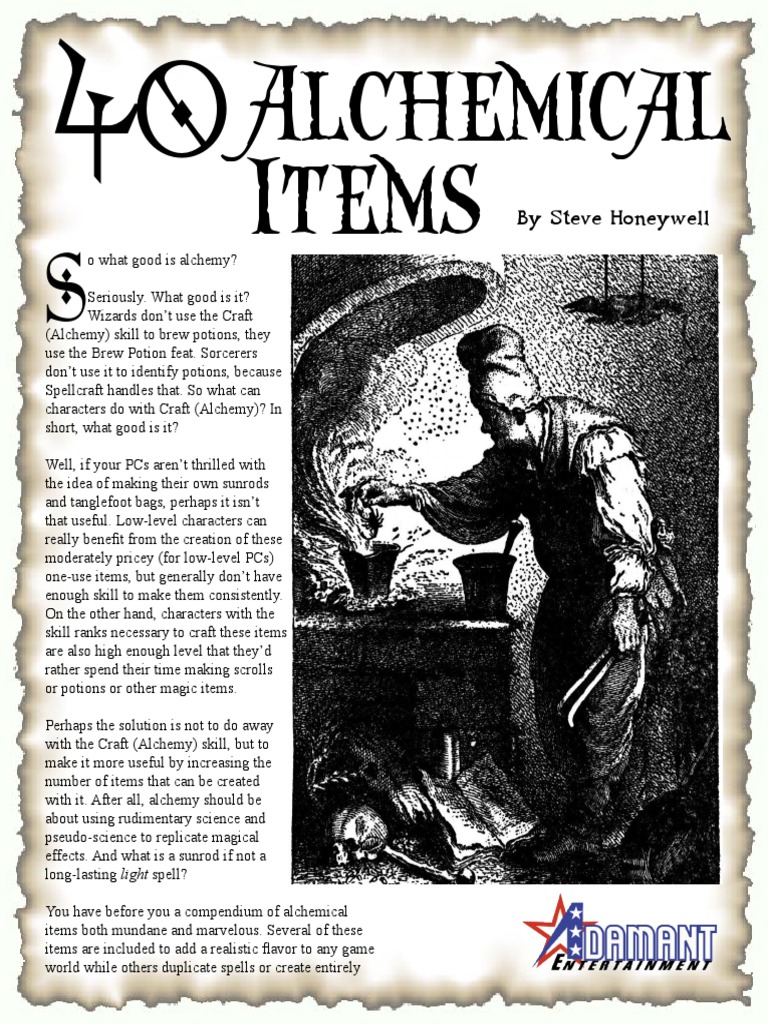 d20 Adamant Entertainment 40 Alchemical Items PDF | PDF | Alchemy ...