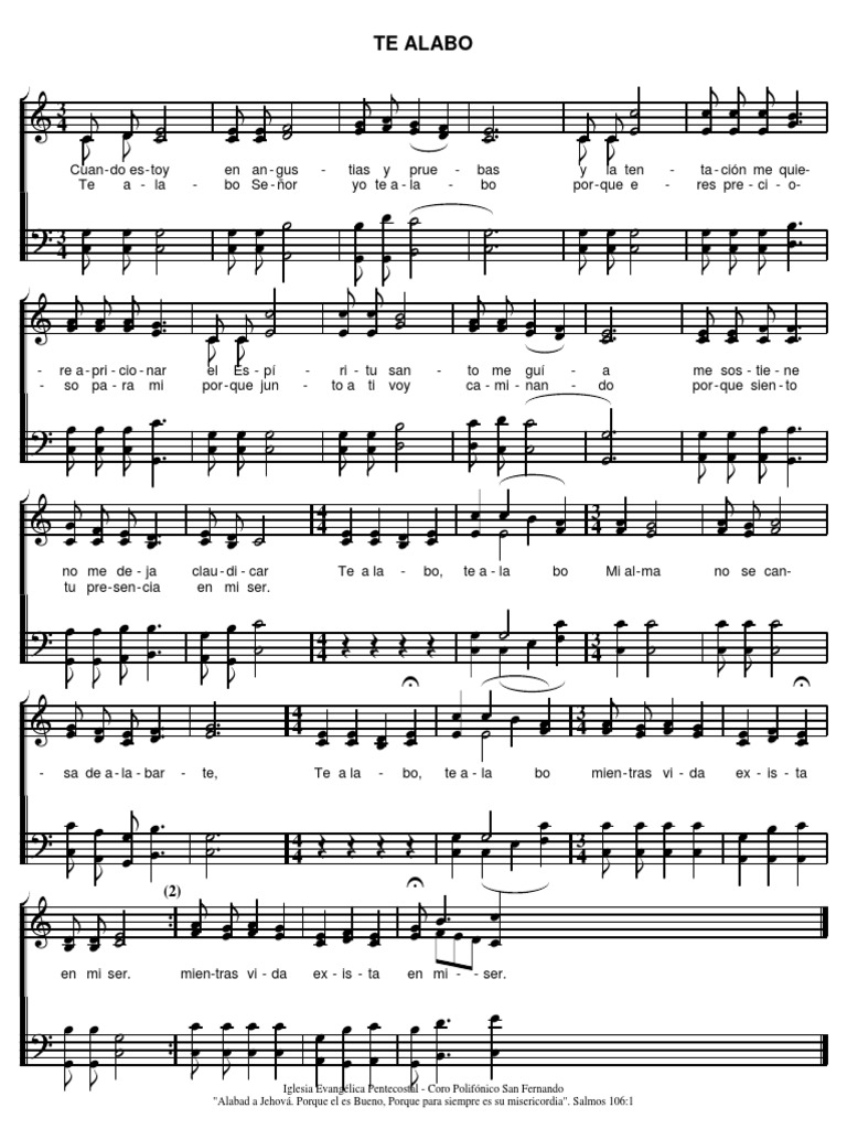 Letra y acordes de "Te Alabo" | PDF | Religión y creencia