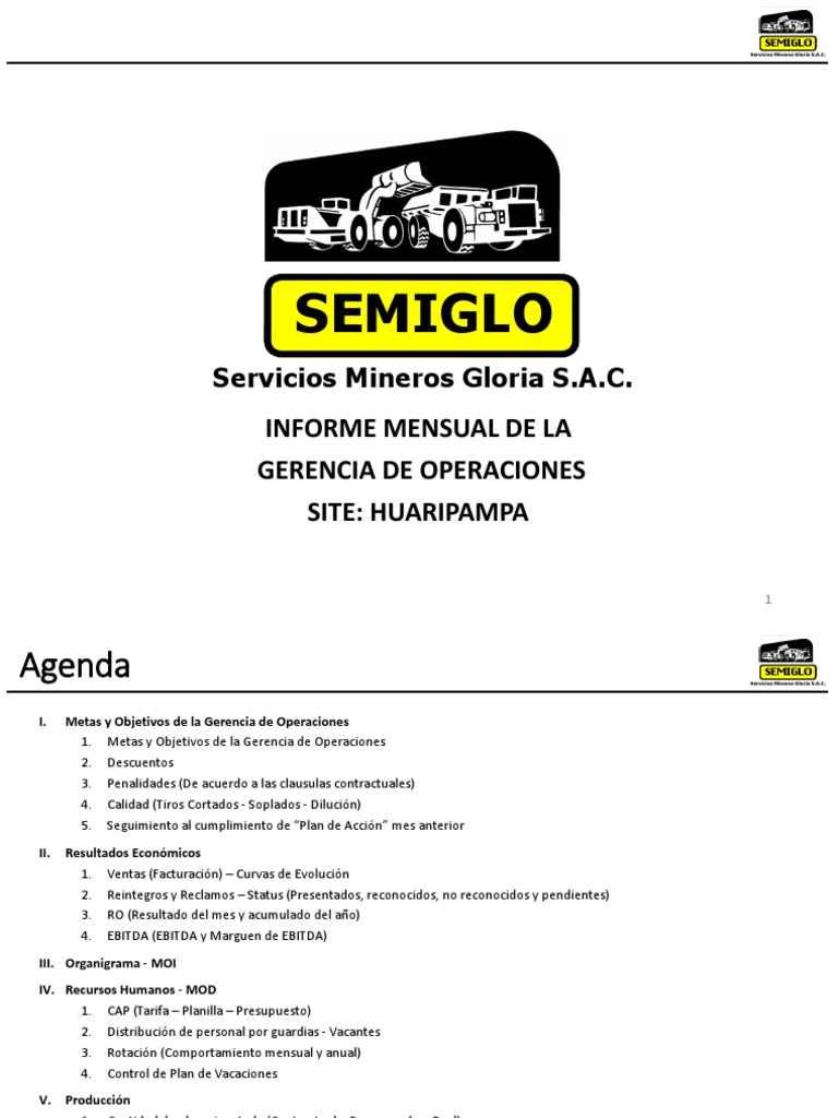 Informe mensual de operaciones de SEMIGLO: Análisis de metas ...