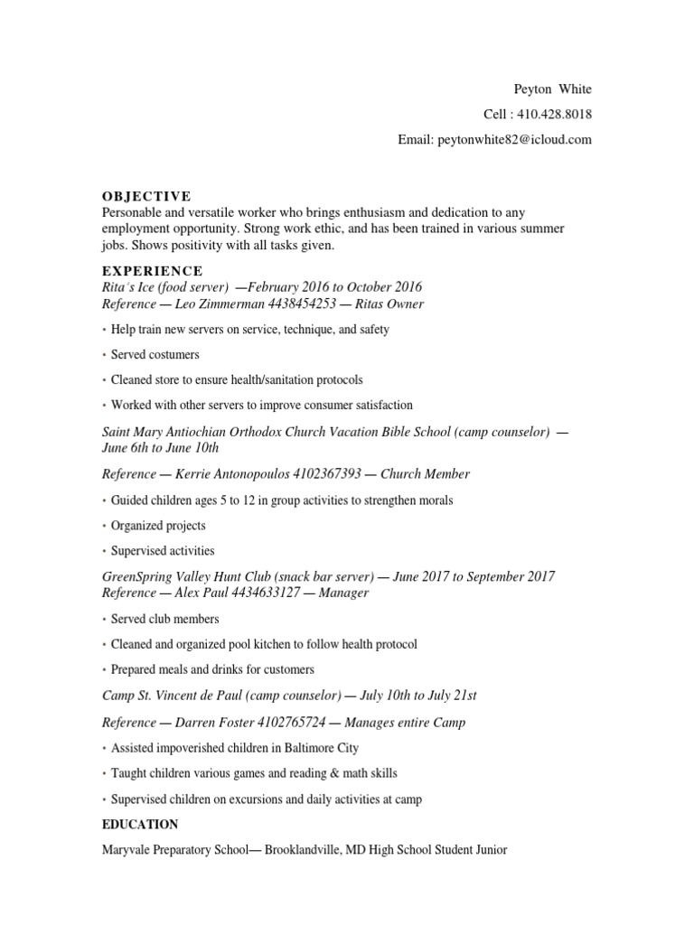 Versatile Worker with Camp & Food Service Experience | PDF