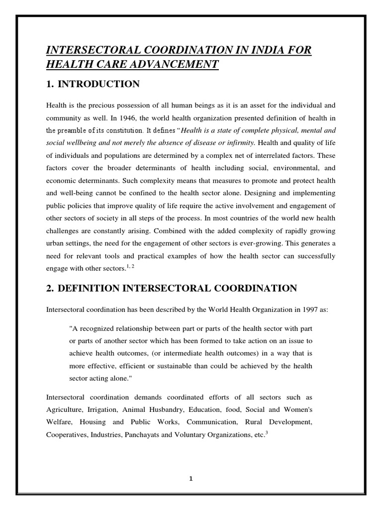 Intersectoral Coordination in India For Health Care Advancement | PDF ...