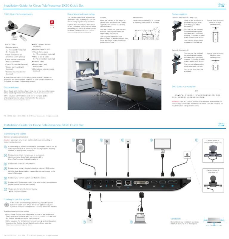 Sx20 Quick Set Installation Sheet For Web | PDF | Hdmi | Camera