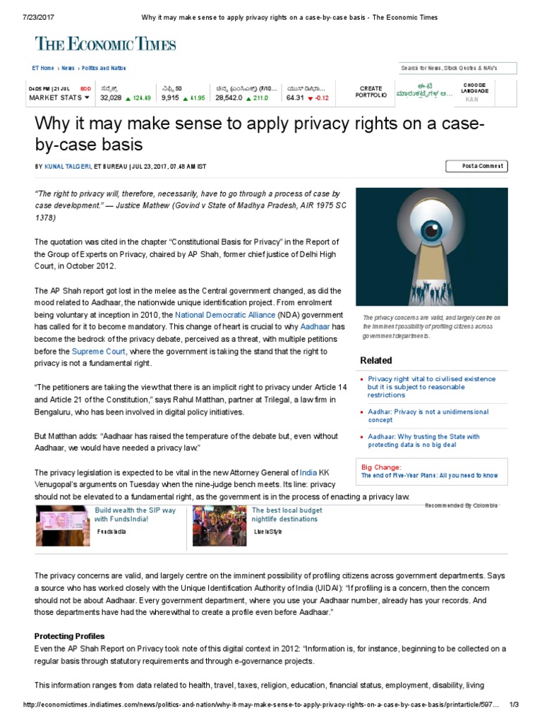 Why It May Make Sense To Apply Privacy Rights On A Case-By-case Basis ...