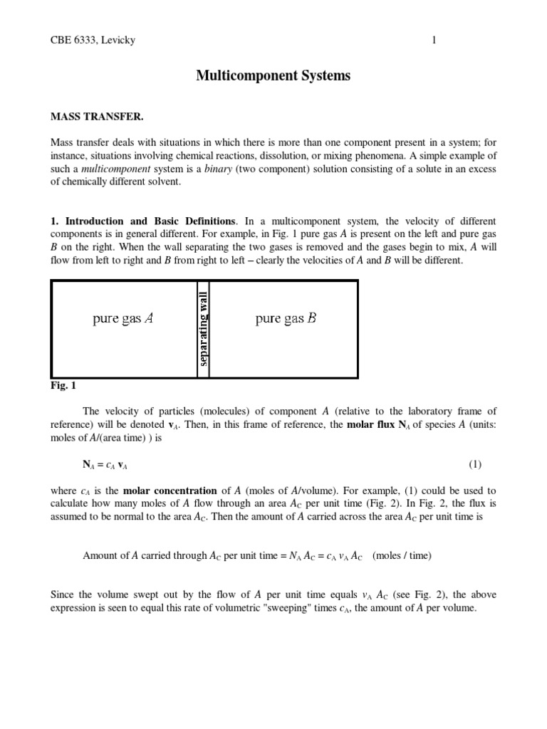 Multicomponent Systems: Mass Transfer | PDF | Diffusion | Gases