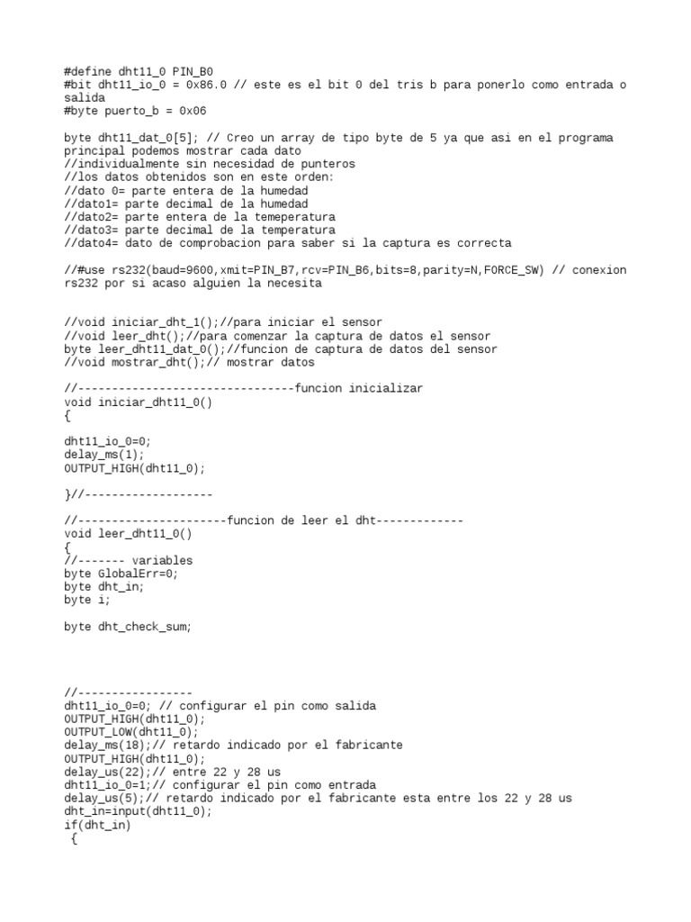 Driver para Sensor de Temperatura y Humedad - DHT11 - CCS | PDF | Puntero (Programación de ...