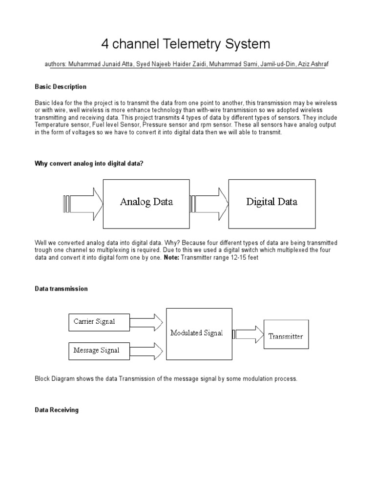 4-Channel Wireless Telemetry System | PDF | Analog To Digital Converter ...