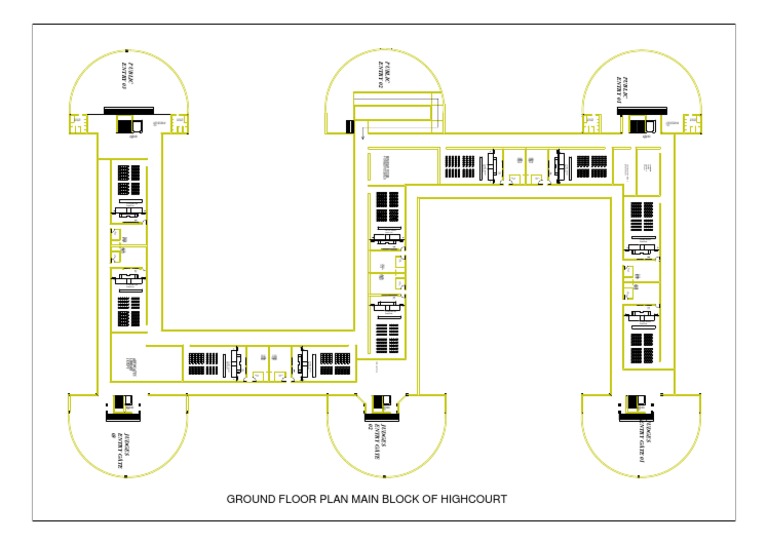 Floor plan layout of a proposed courtroom with judges chambers ...