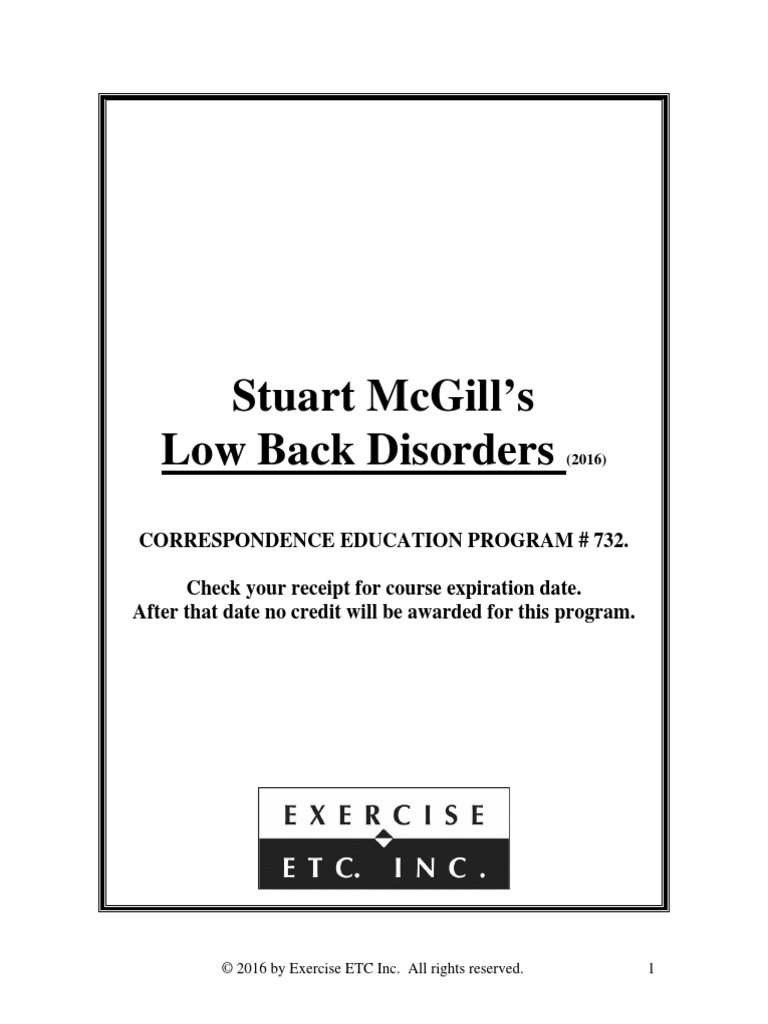 Stuart Mcgills Low Back | Download Free PDF | Pelvis | Back Pain
