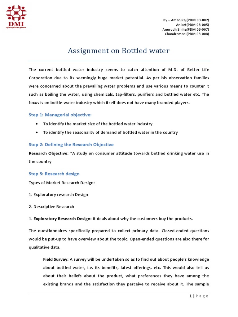 Bottled Water Market Research Analysis | PDF | Research Design ...