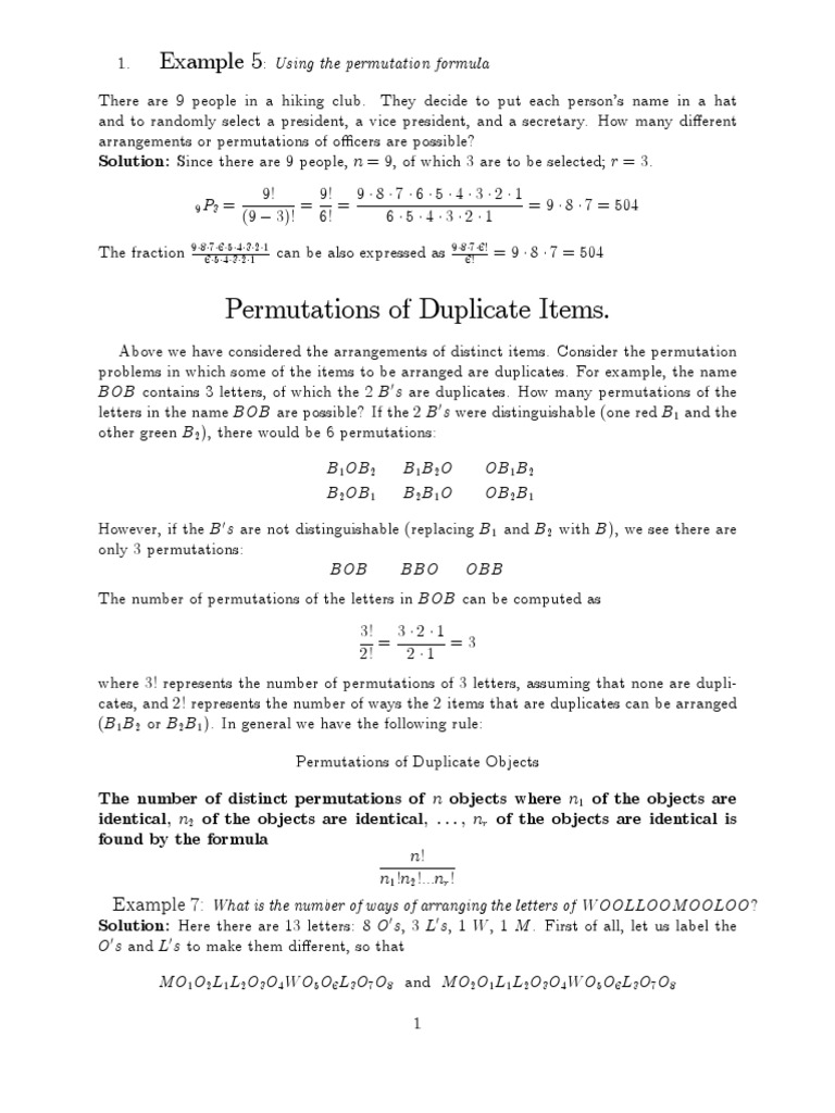 Permutations W12 Part2 Pdf Permutation Teaching Mathematics