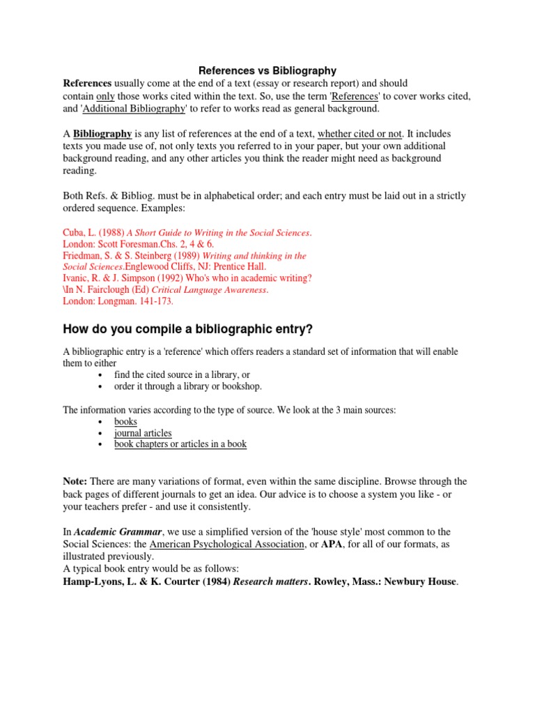 References Vs Bibliography | PDF