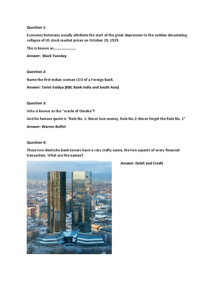 Financial History Quiz: Key Events & Figures | PDF
