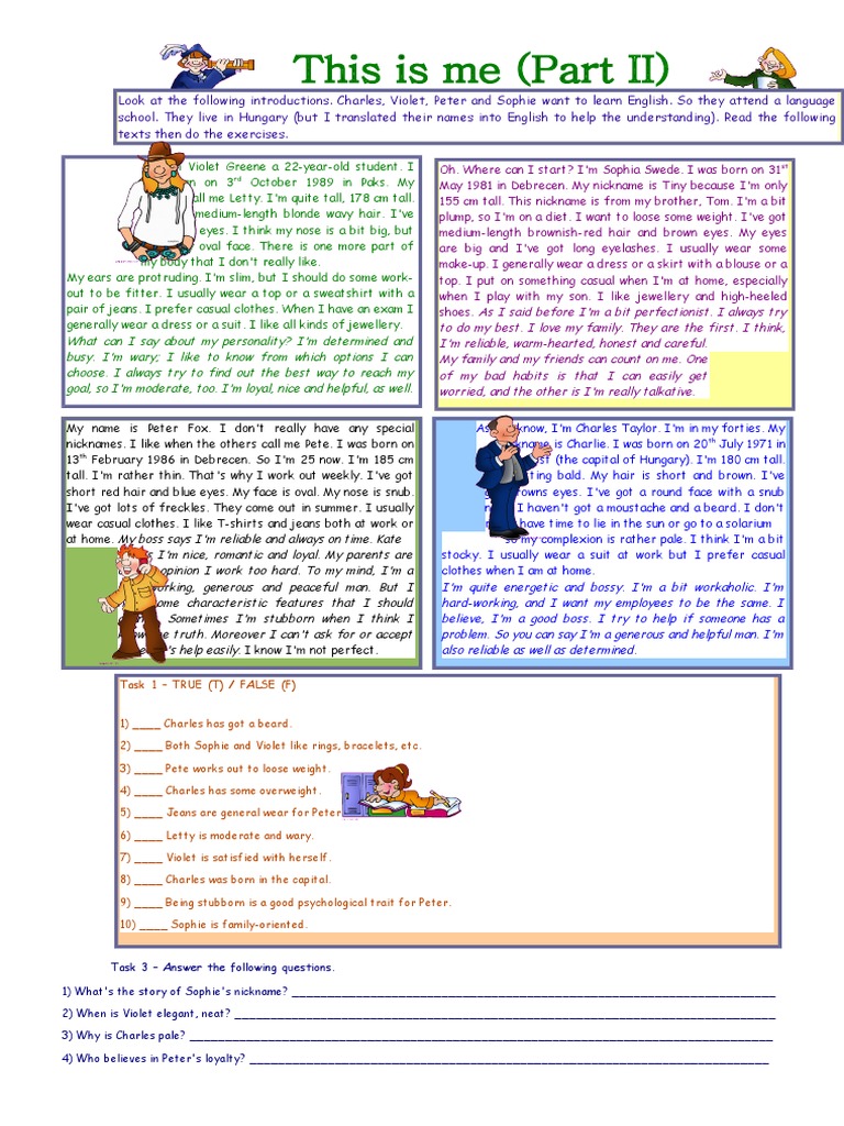 8390 This Is Me Part 2 Reading Comprehension For Adults Lower ...