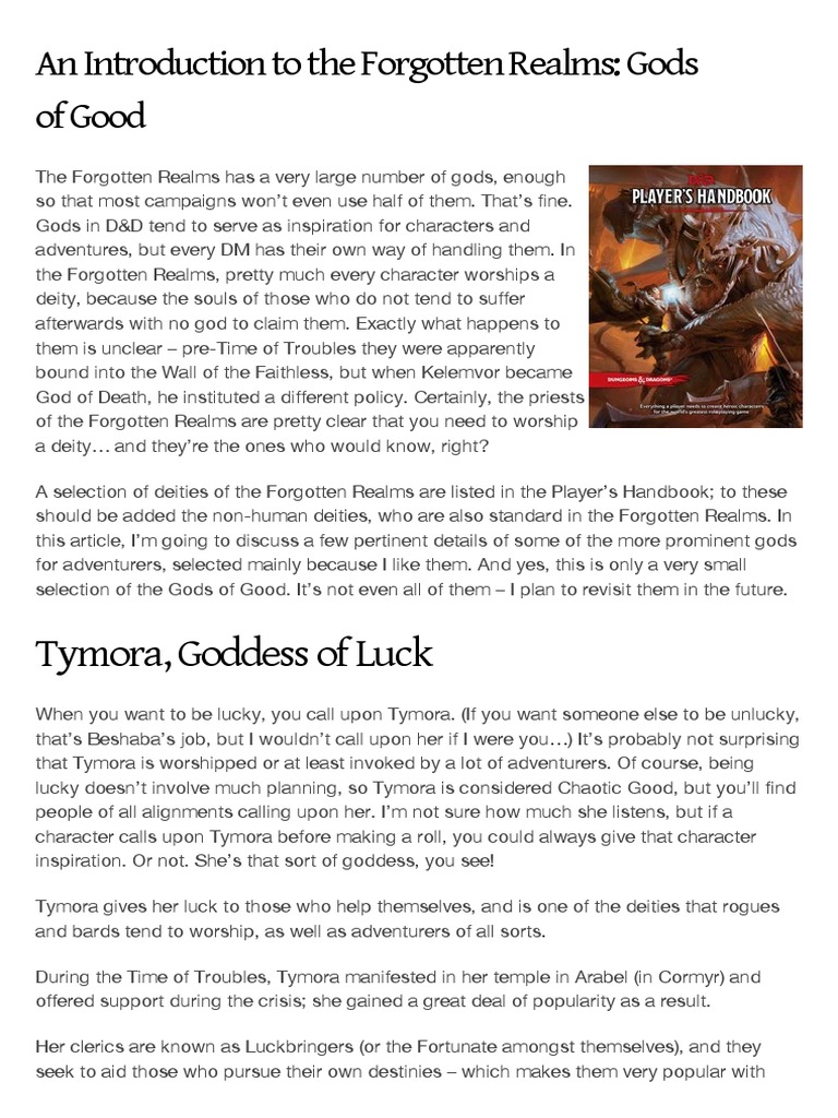 Overview of Good Deities in Faerûn | PDF | Deities | Fantasy Role ...