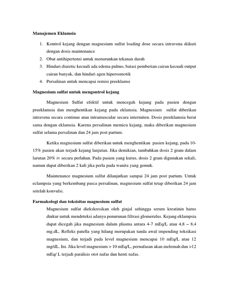 Manajemen Eklamsia dan Hipertensi Kehamilan | PDF