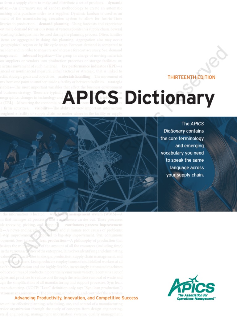 APICS Dictionary | PDF | Arbitration | Lean Manufacturing
