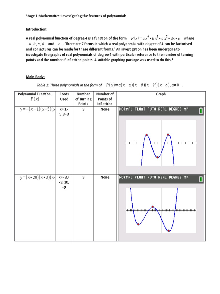Investigating The Features of Polynomials - Online Version | PDF | Zero ...