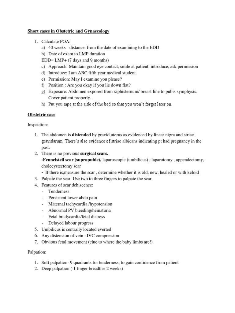 Short Cases in Obstetrics & Gynecology | PDF | Fetus | Pregnancy