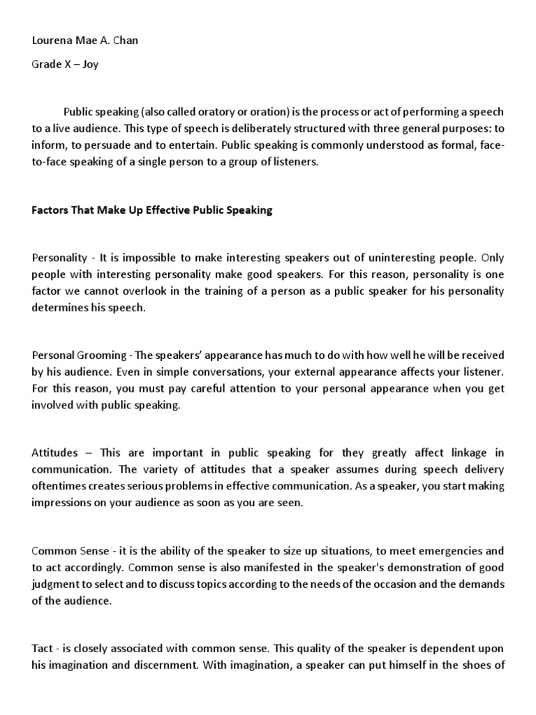 Public Speaking | Public Speaking | Speech