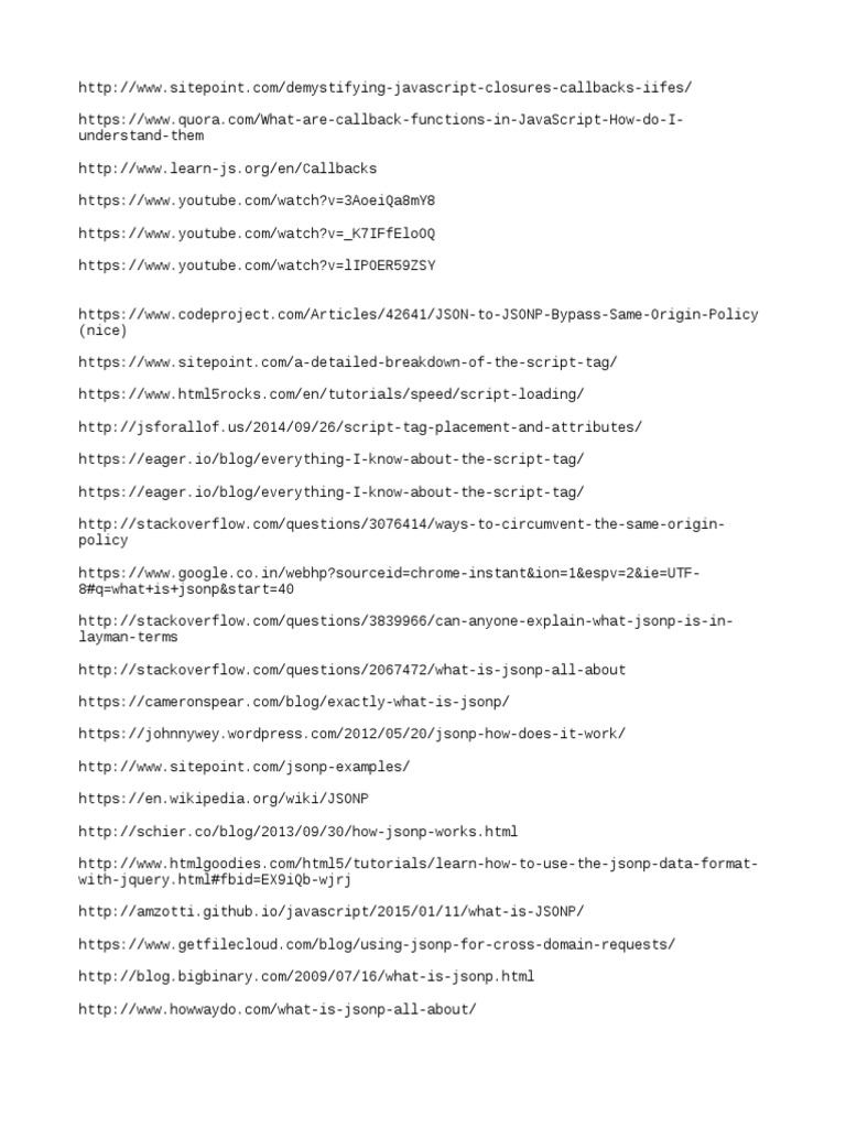 JavaScript Callbacks JSONP | PDF JavaScript Callbacks JSONP | PDF