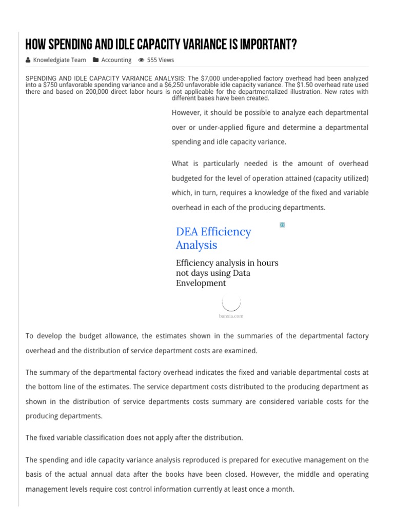 How Spending and Idle Capacity Variance Is Important | PDF | Variance ...