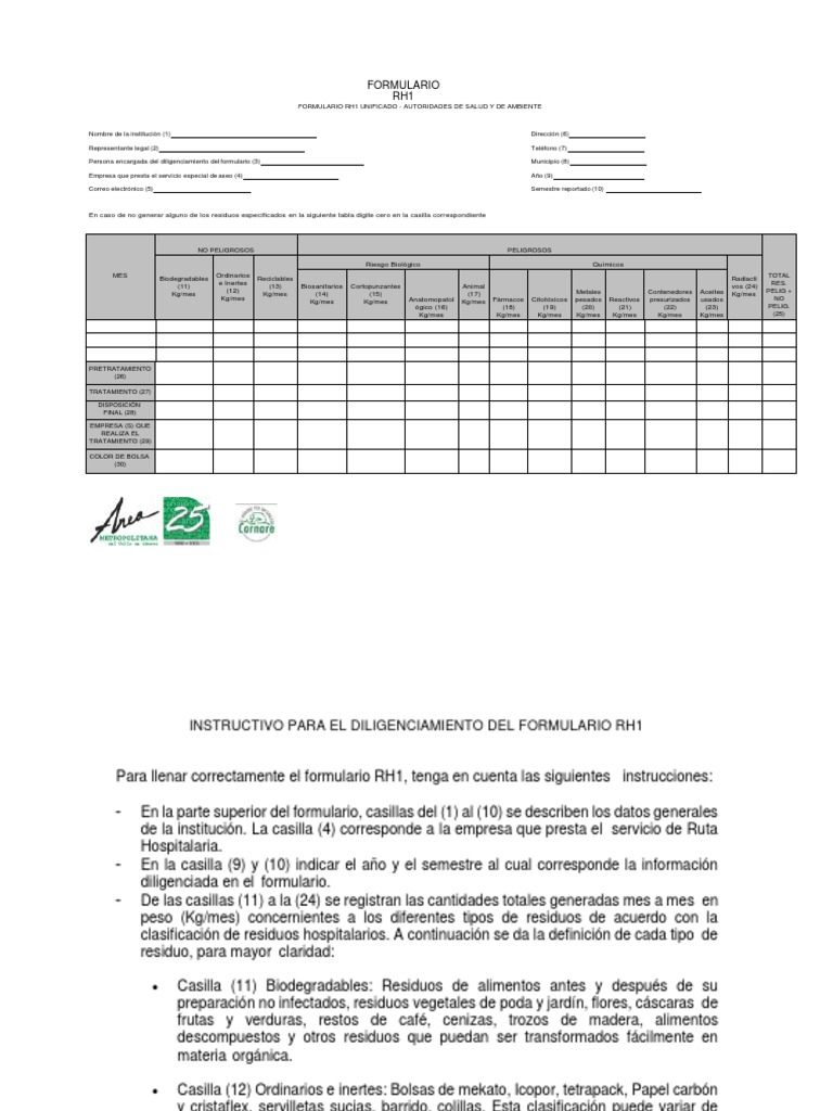 FORMULARIO RH1 | Residuos | Papel