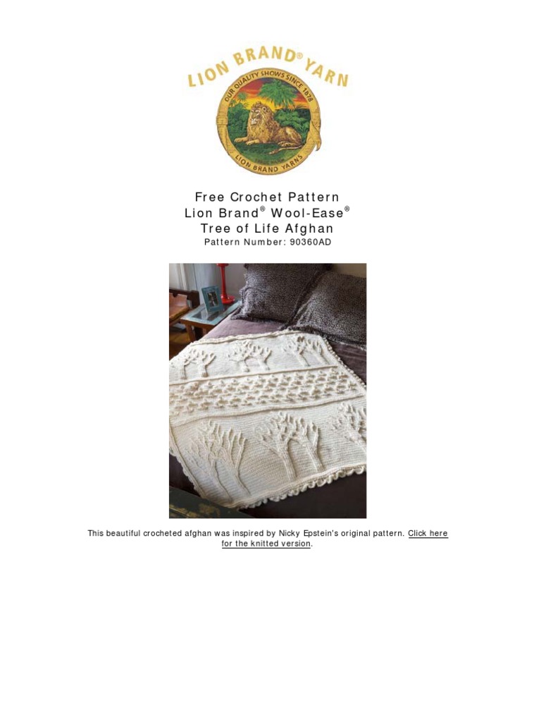 Crochet Pattern Tree of Life Afghan 90360ad PDF | PDF | Crochet | Gauge ...