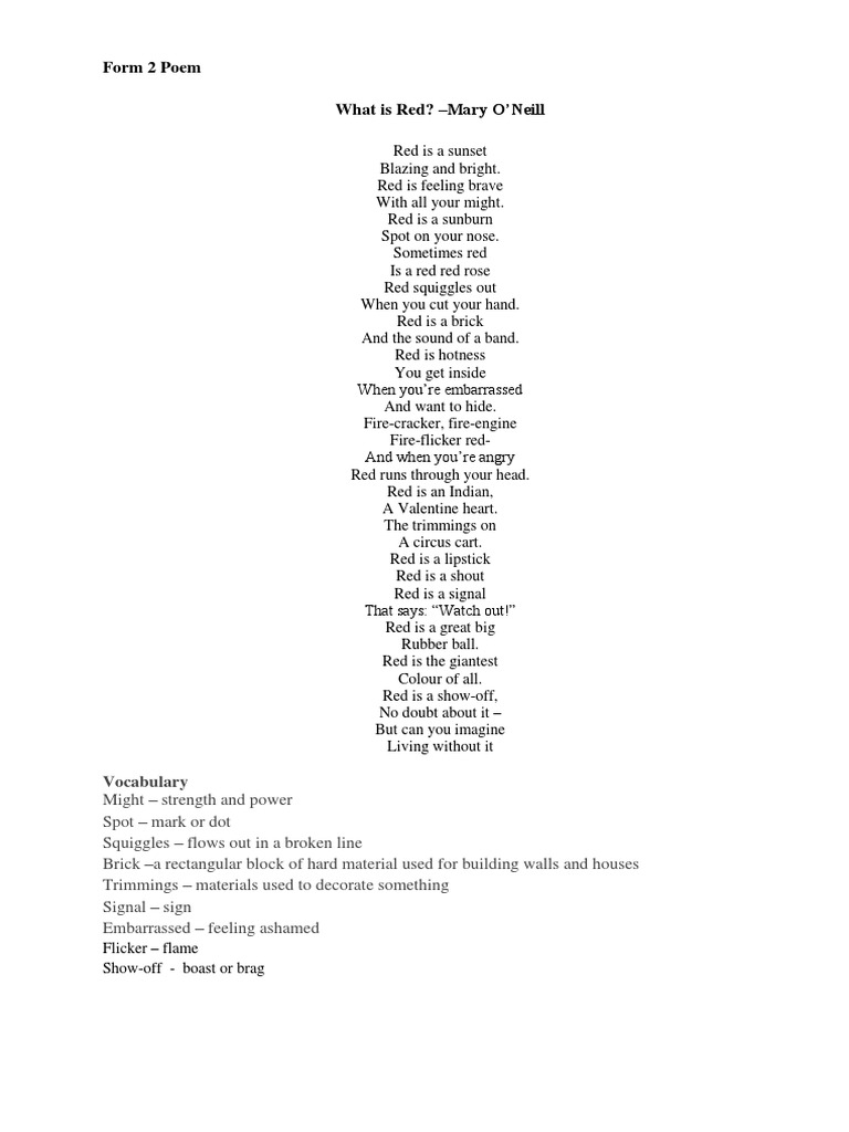 Understanding "What is Red?" Poem | PDF | Horror Films | Hero