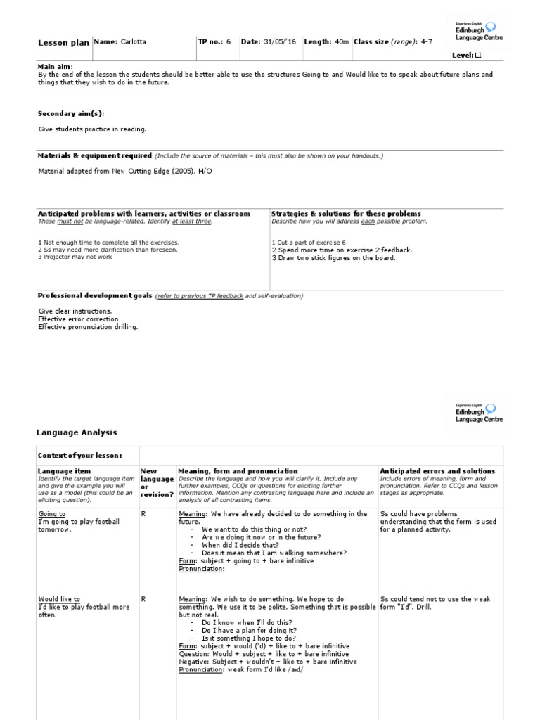 TP6 Lesson plan copia.doc | Lesson Plan | Education Theory