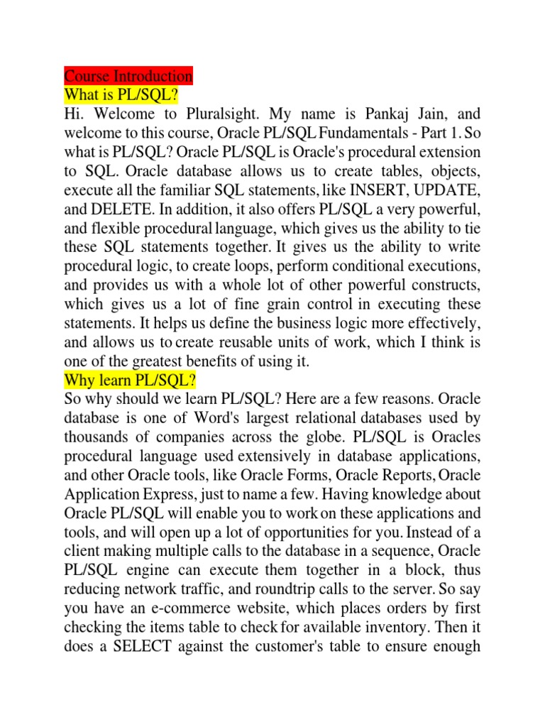 Transcript | PDF | Pl/Sql | Scope (Computer Science)