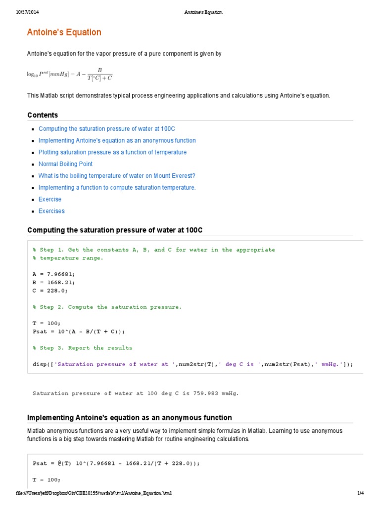 Antoine Equation | Pressure | Applied And Interdisciplinary Physics