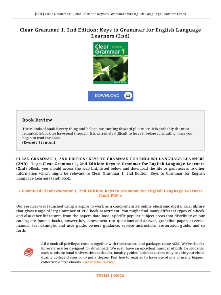 Clear Grammar 1 2nd Edition Keys To Grammar For | PDF | Sources | E Books