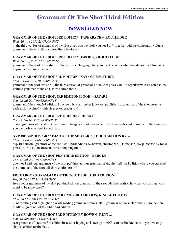 Grammar of The Shot Third Edition | PDF | Books | Written Communication