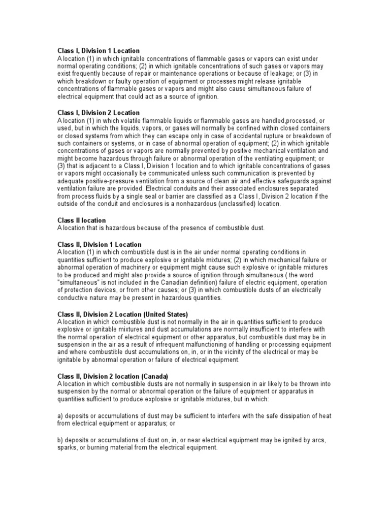 Class I, Division 1 Location | PDF | Electrical Wiring | Materials