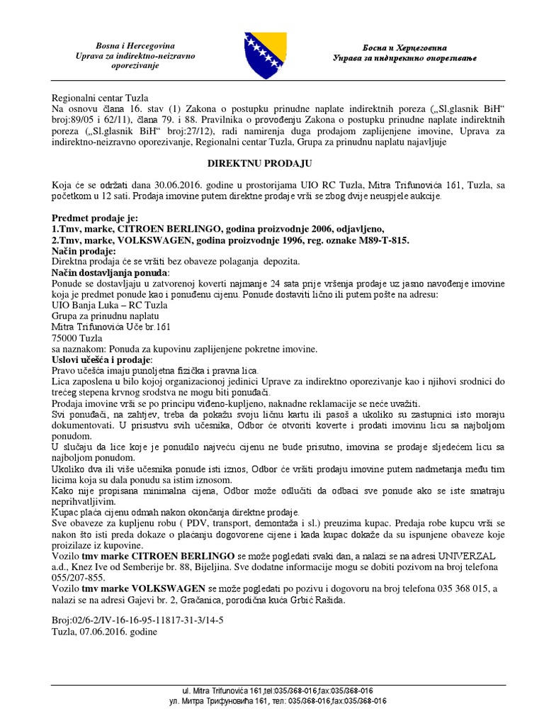 Direktna Prodaja 07-06-16 PDF | PDF