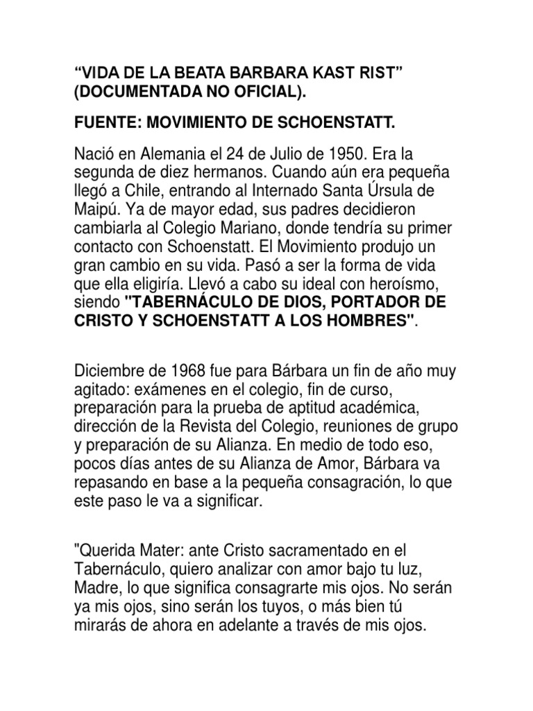 Beata Barbara Kast Rist | PDF | Cristo (título) | María, madre de Jesús