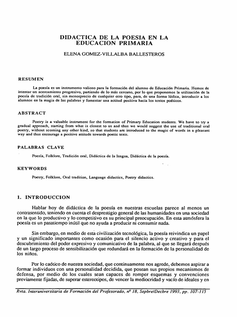 Poesía en Primaria: Enfoque Didáctico | PDF | Poesía | Ritmo