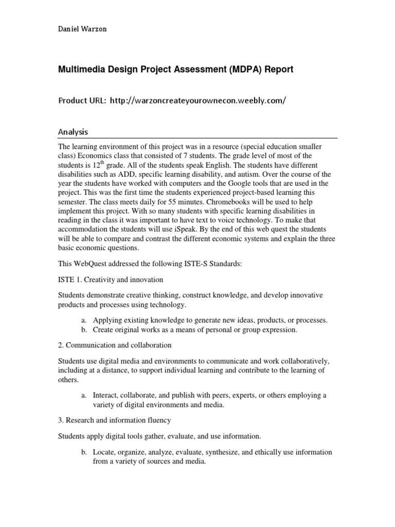 D Warzon Multimedia Design Project Report | PDF | Collaboration | Learning
