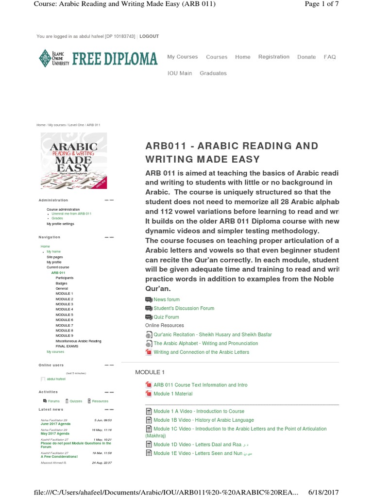 Arb011 - Arabic Reading and Writing Made Easy: You Are Logged in As ...