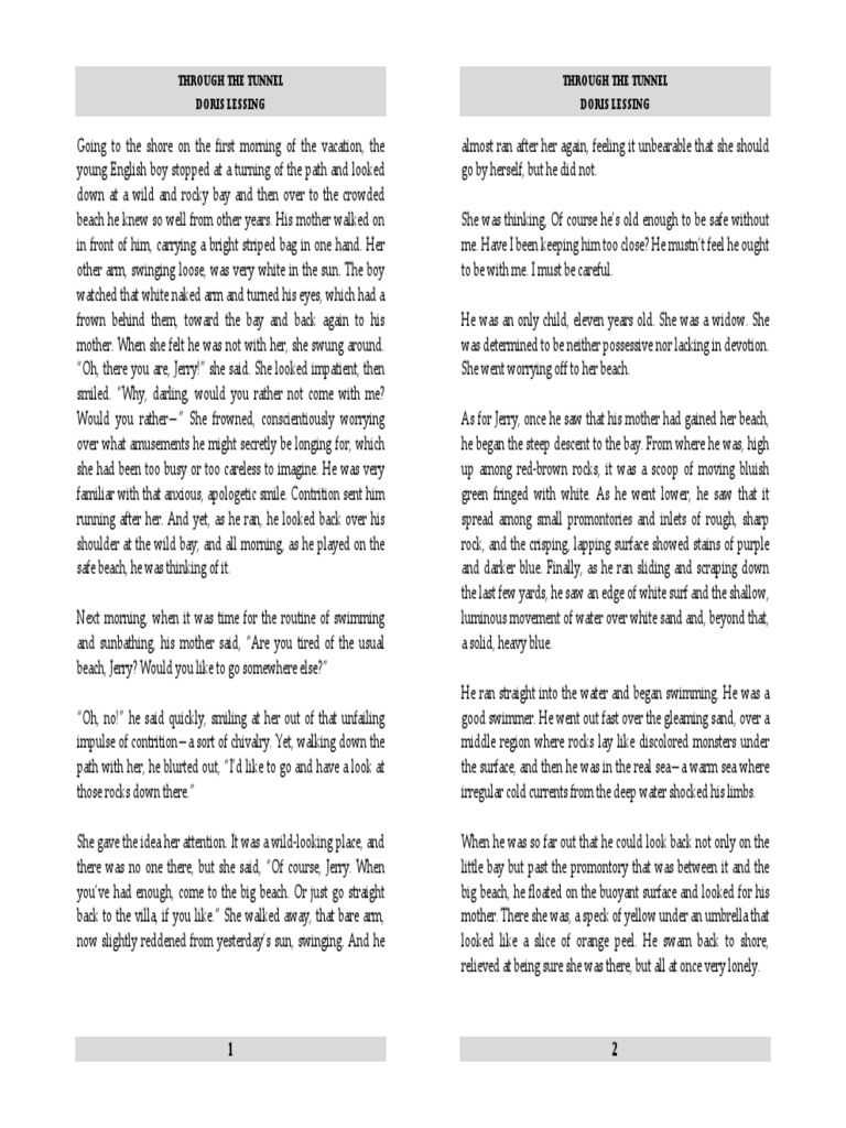 Lessing, Doris - Through The Tunnel PDF | PDF | Nature