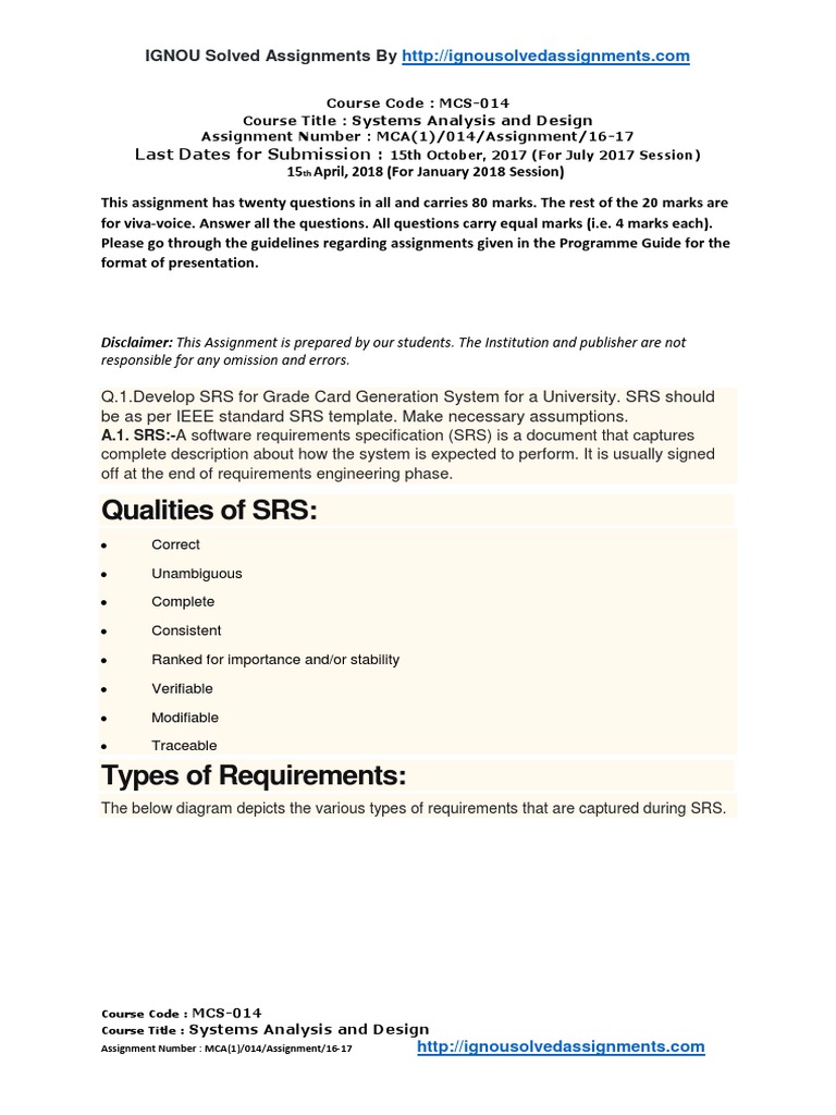 MCS-014 Systems Analysis and Design | PDF | Software Engineering | Information Science