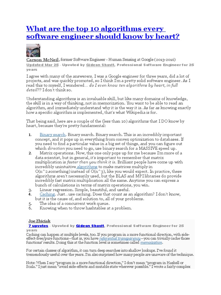 What Are The Top 10 Algorithms Every Software Engineer Should Know by ...